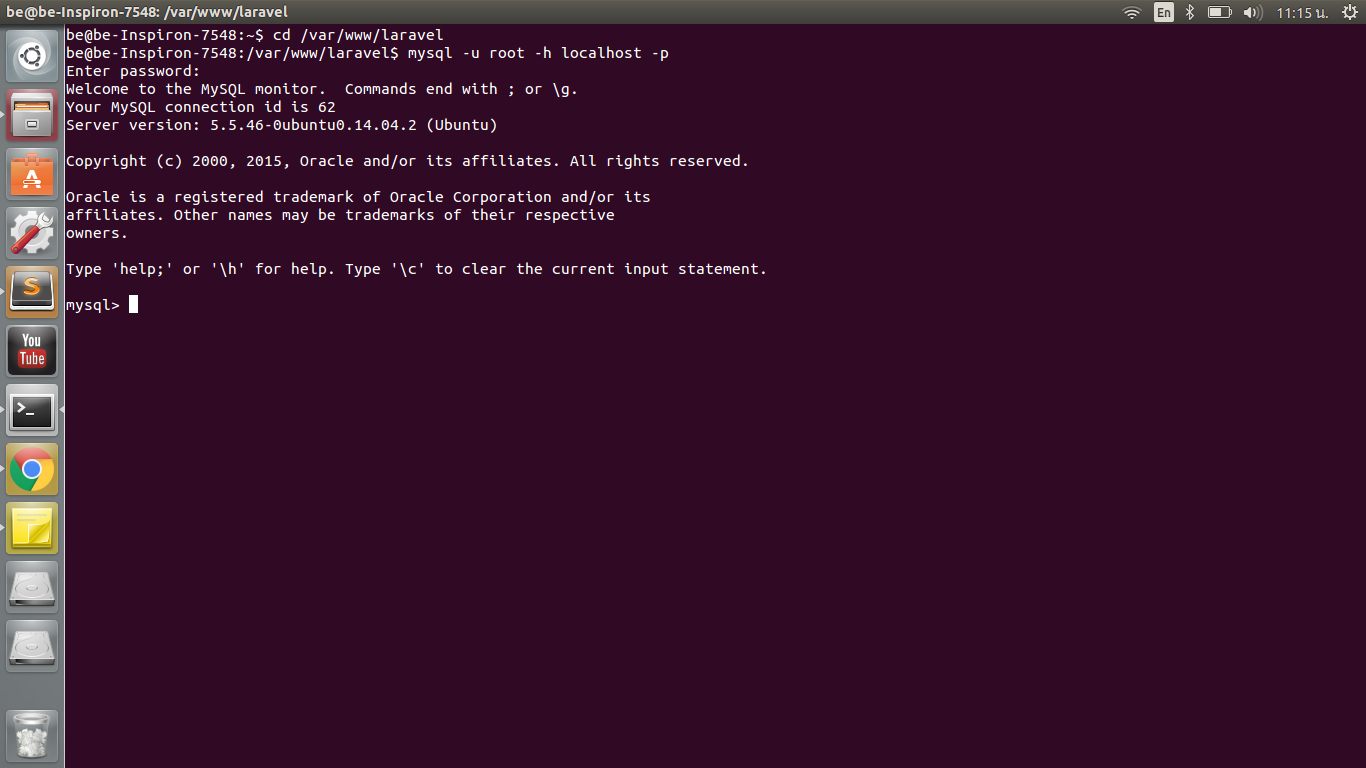 การใช้ Laravel การทำ Migrate Database