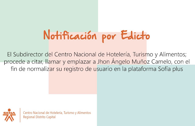 SENA - Centro Nacional de Hotelería, Turismo y Alimentos: Notificación ...
