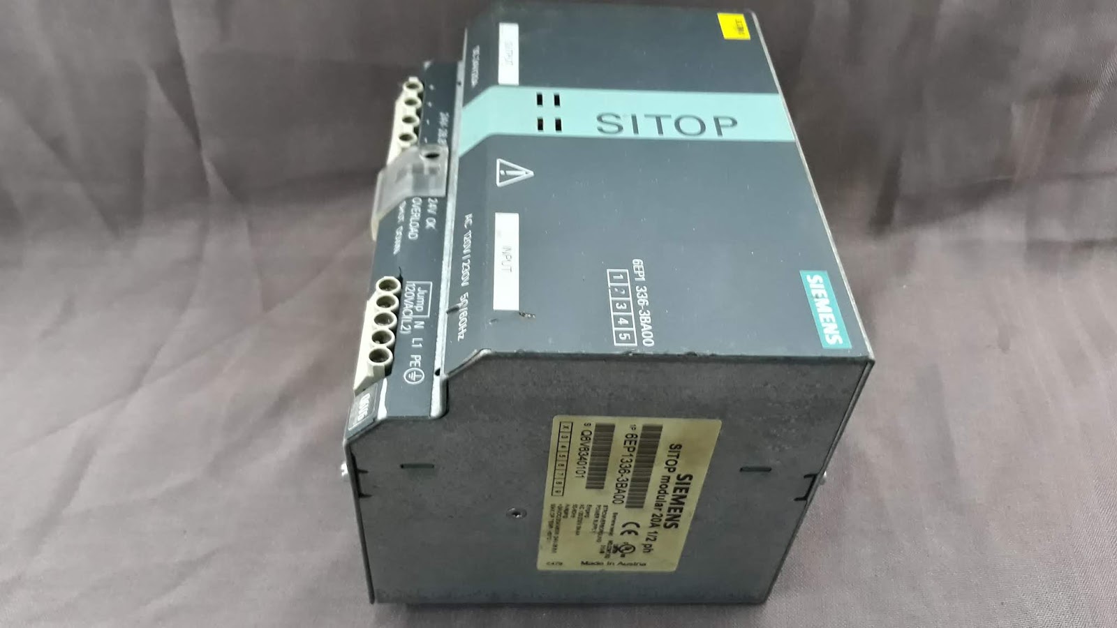 SIEMENS SITOP MODULAR 20A 1/2 PH 6EP1 336-3BA00 POWER SUPPLY 24 VDC