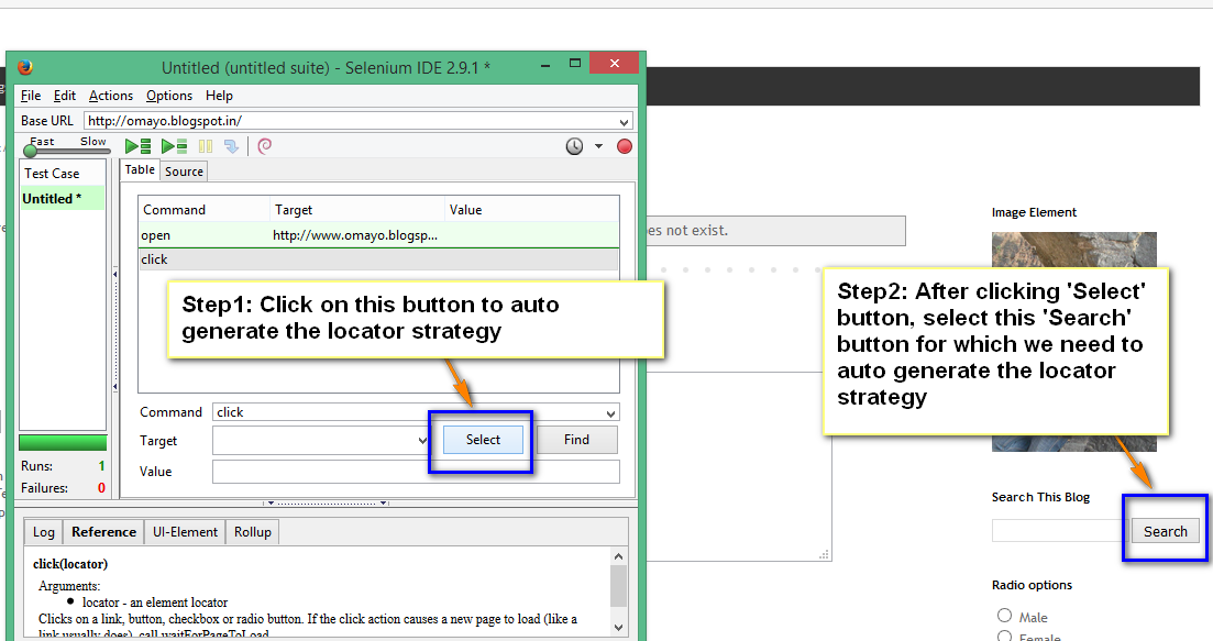 Selenium By Arun Using Click Command In Selenium Ide For Clicking A Button