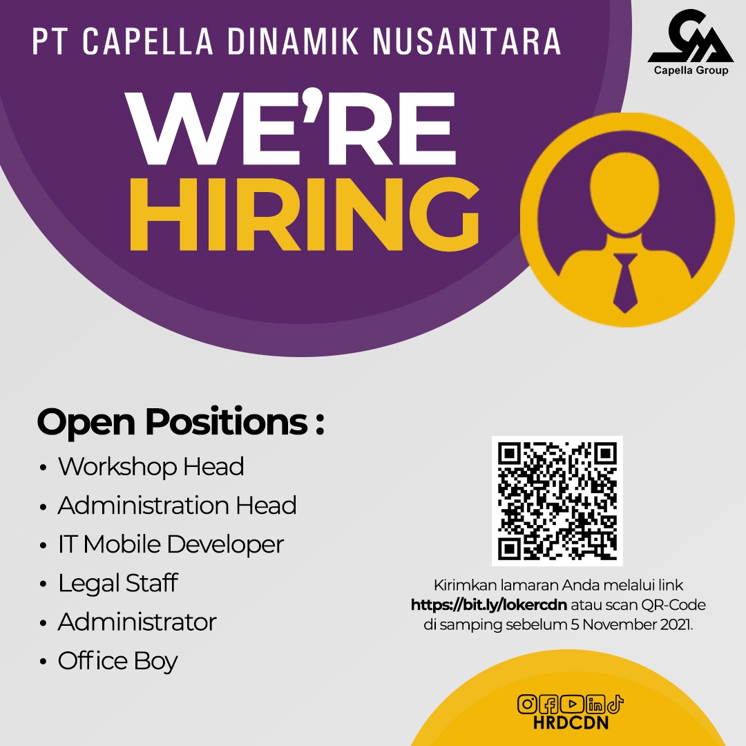 Lowongan Kerja SMA/D3/S1 di PT Capella Dinamik Nusantara Medan Oktober ...