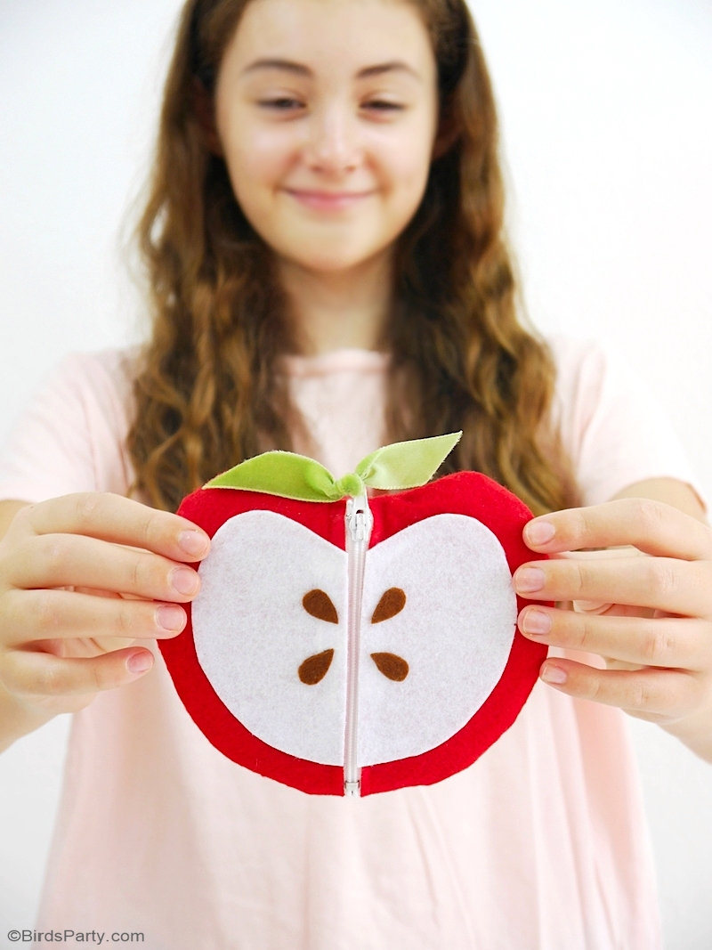DIY Apple Shaped Zipper Pouch - Party Ideas | Party Printables Blog