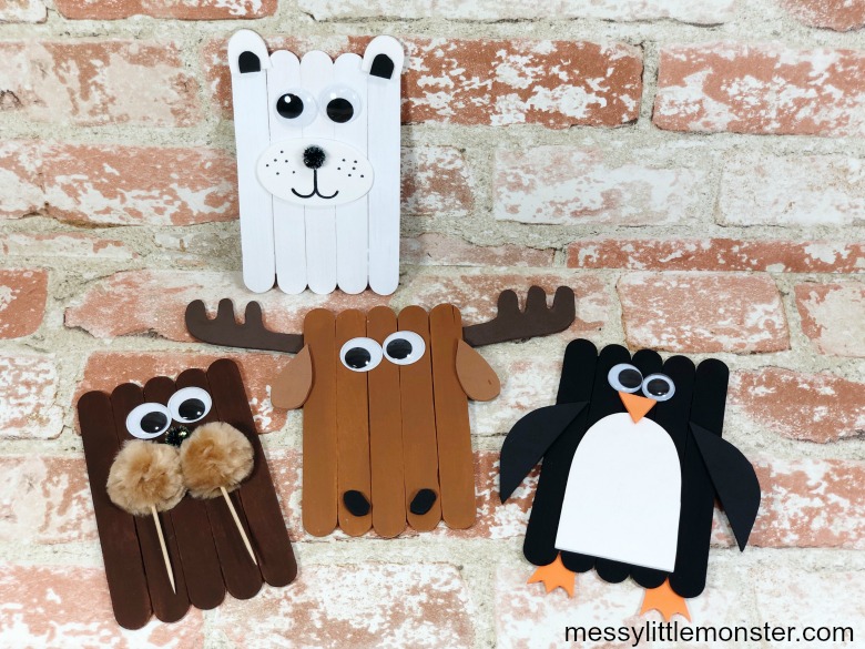 Popsicle Stick Arctic Animal Crafts - Messy Little Monster