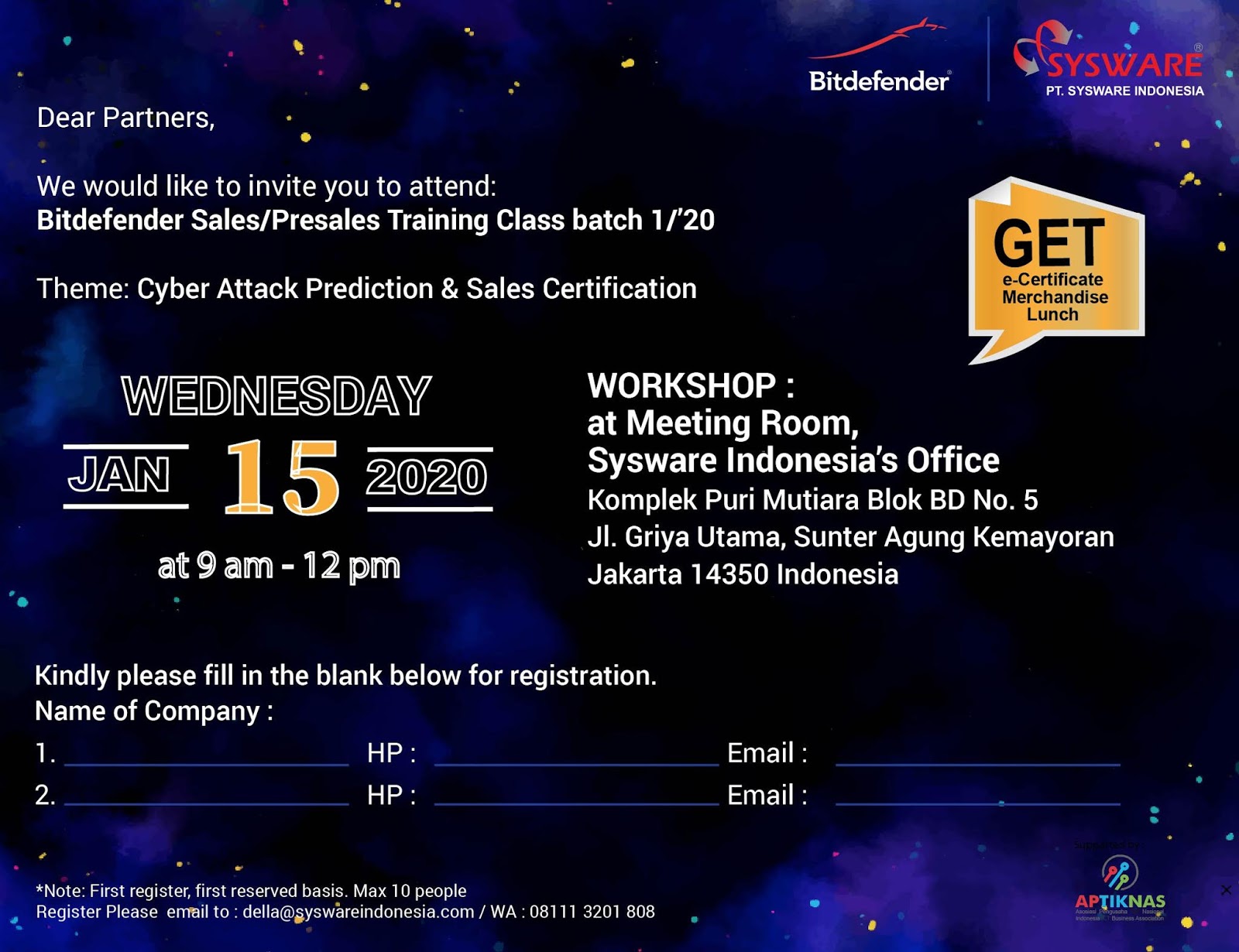 BITDEFENDER SALES/PRESALES TRAINING CLASS BATCH 1/'20 15 Januari 2020 ...