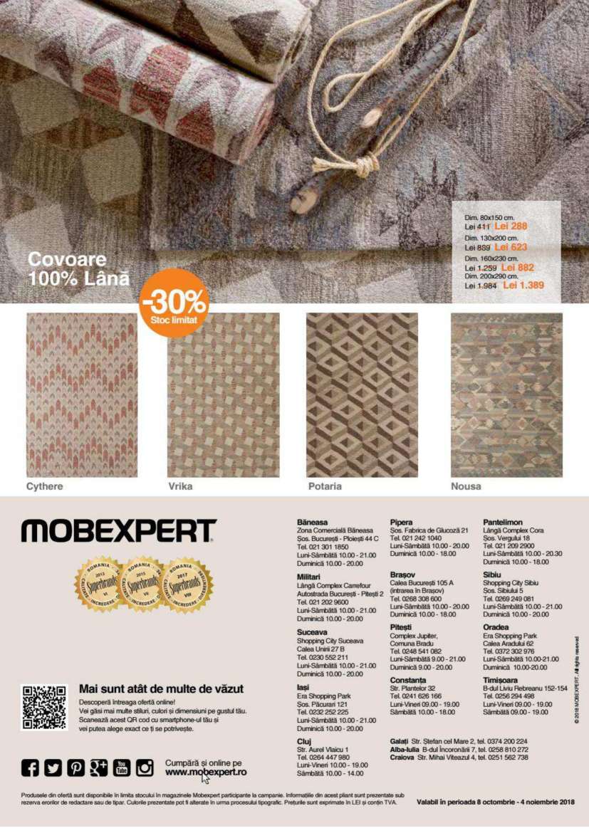 CATALOG MOBEXPERT Noiembrie 2018. Borosura cu Oferte si reduceri Mobexpert.