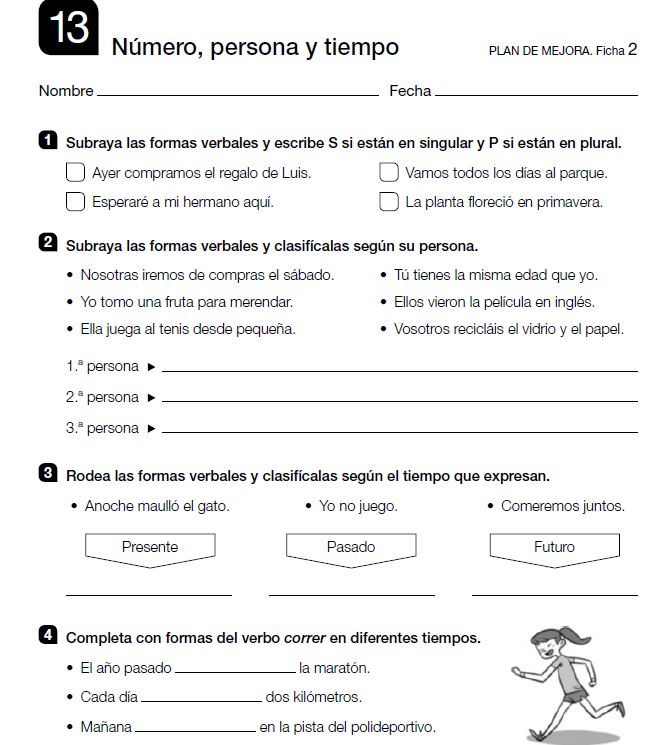 ¡A toda vela!: EL VERBO: PERSONA , NÚMERO Y TIEMPO.