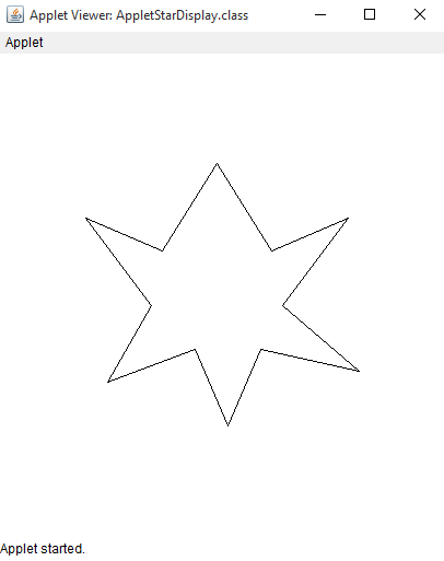 5) Display output Star shape on Applet.