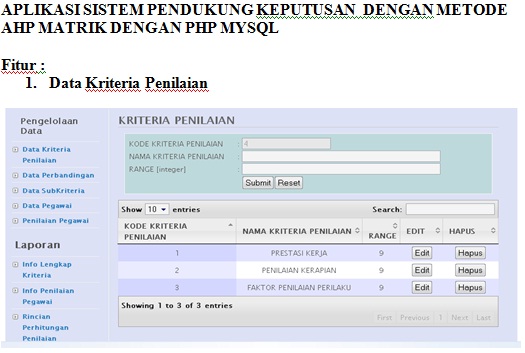 Contoh Program menggunakan metode AHP - ANALITYCAL HIERARCHY PROCESS