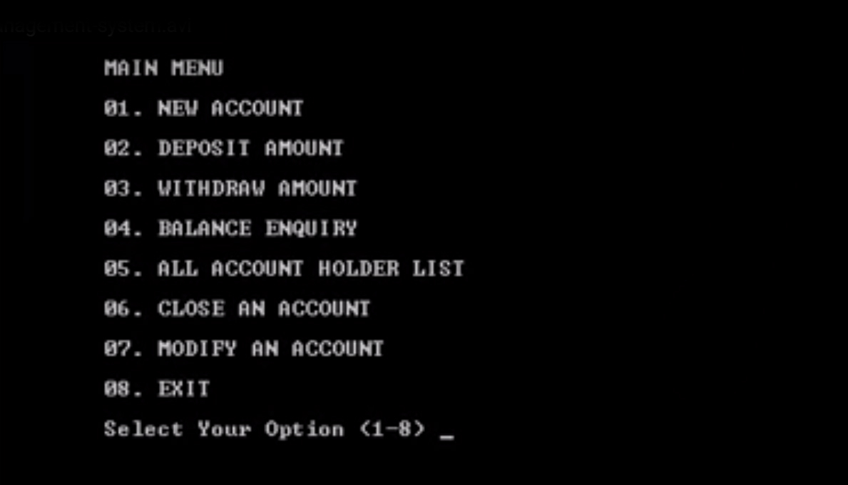 Bank Management System Project C ~ Frydiv Technologies
