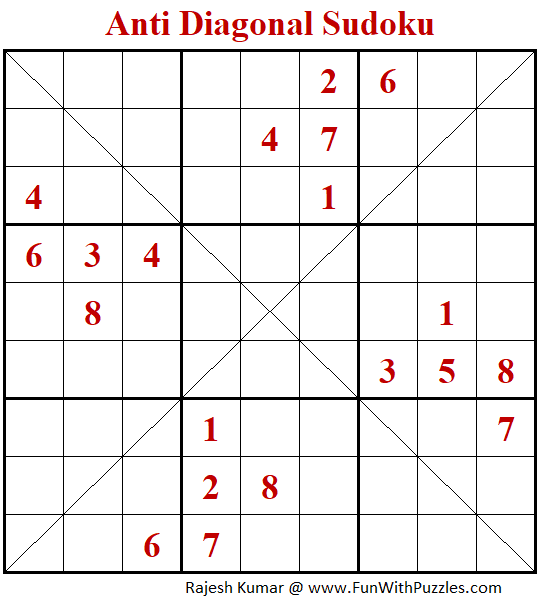 Anti Diagonal Sudoku Puzzle (Fun With Sudoku #292)