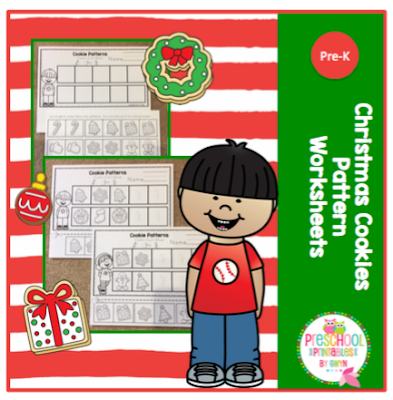 Christmas Cookies Pattern Worksheets ~ Preschool Printables