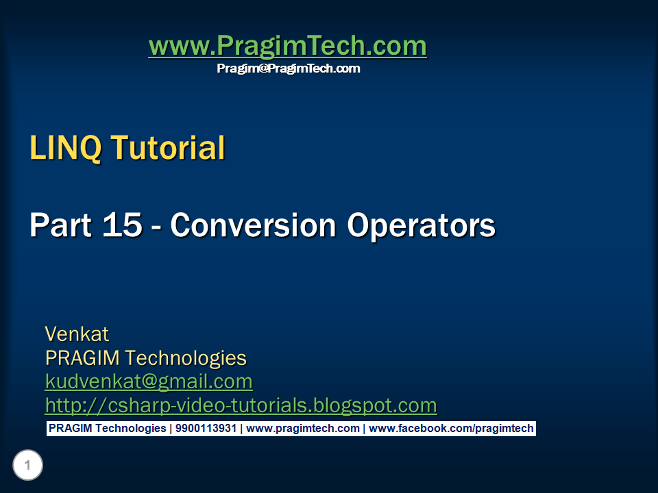 Sql Server Net And C Video Tutorial Part 15 Conversion Operators In Linq