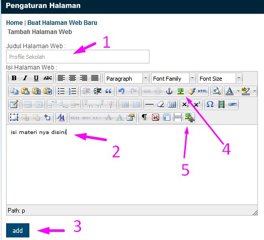 Cara membuat halaman baru di CMS Sekolah