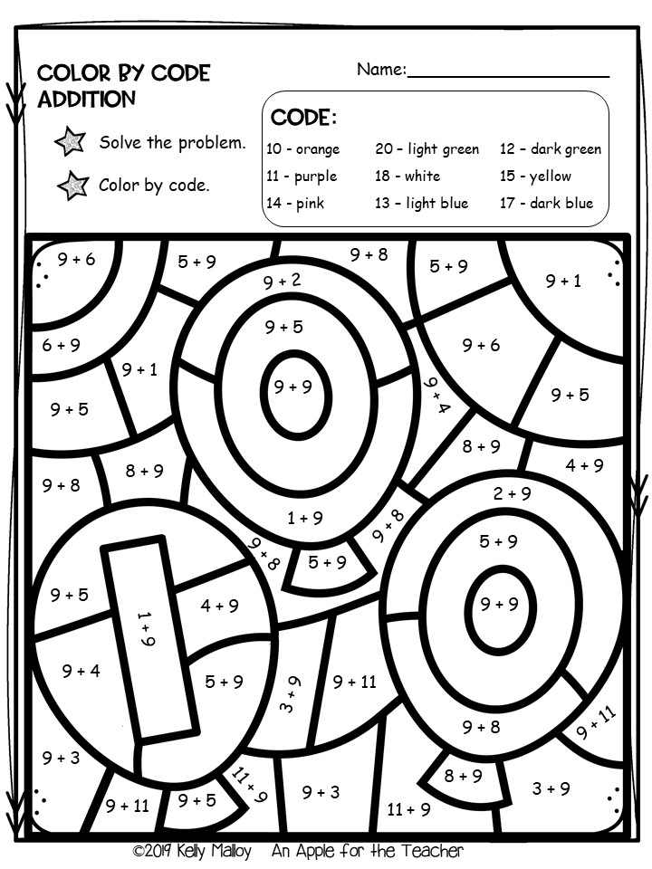 An Apple For The Teacher: 100th Day of School Color By Number