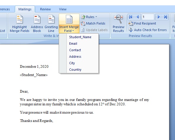 B.Com Computer Notes: Mail Merge