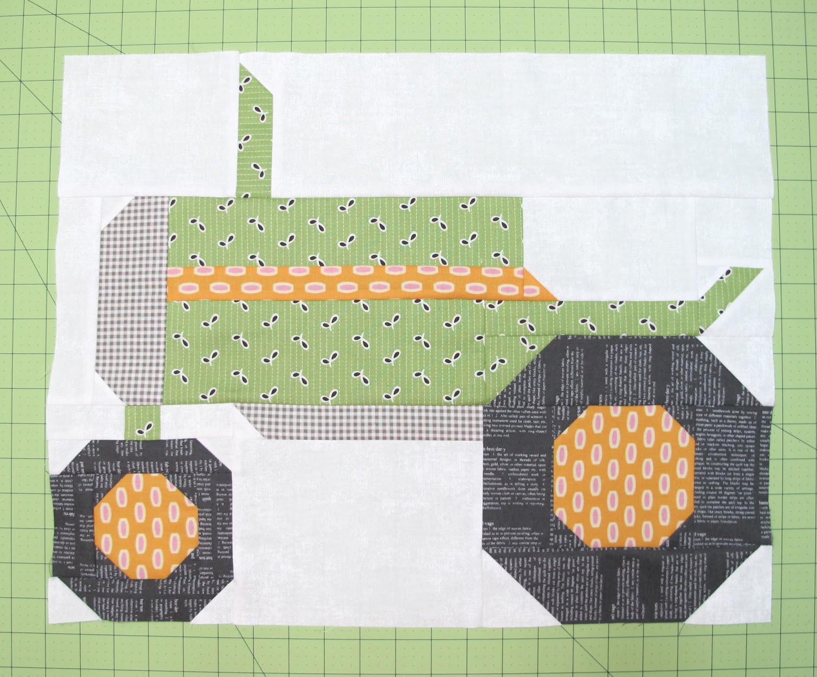 The Quilty Barn Along...Vintagey Farm Girl Tractor Block Tutorial ...