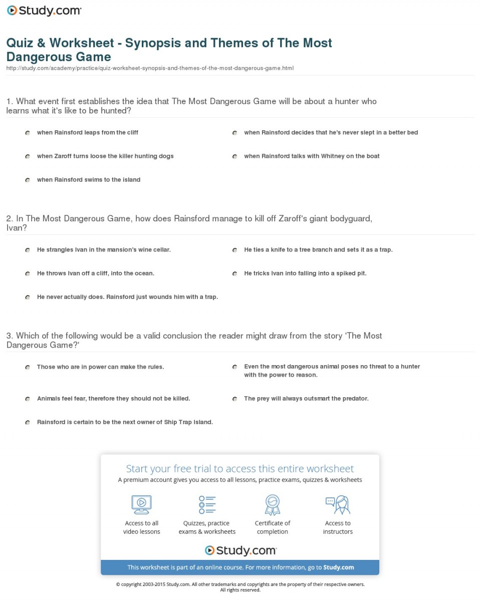 essay examples: The Most Dangerous Game Essay
