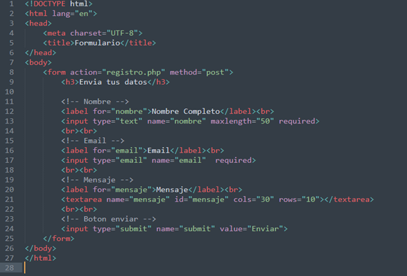 Formulario PHP con MySQL - Materialize