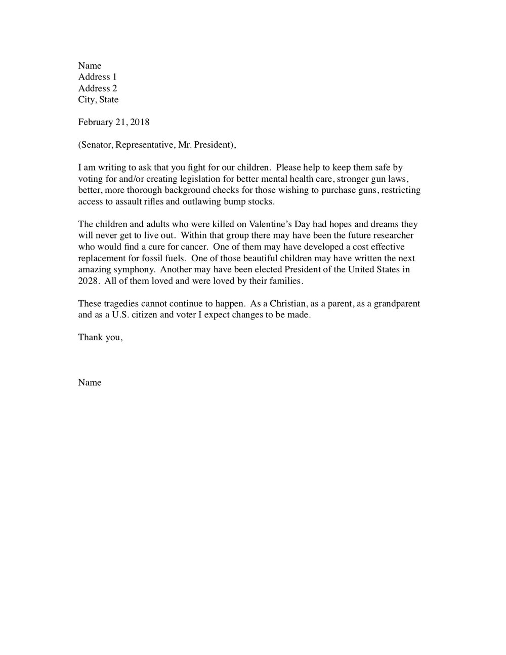 Sample Letter To Senator ~ Thankyou Letter