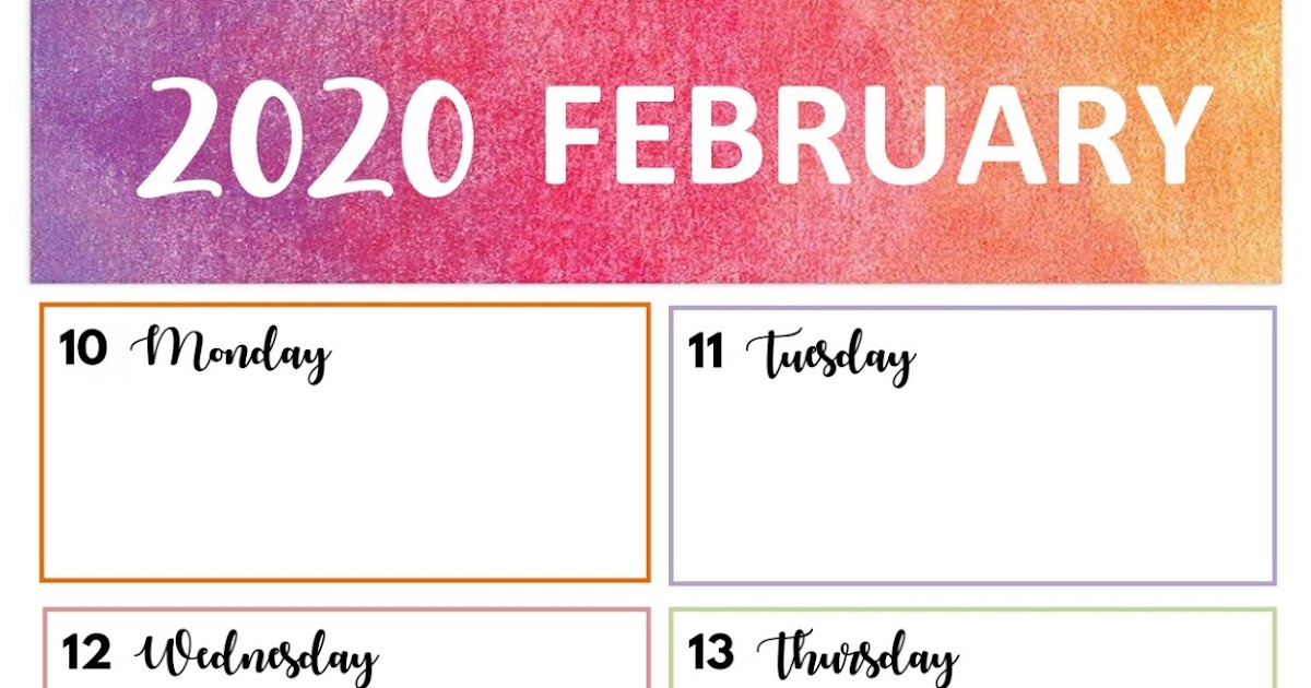 2020 Weekly Calendar (Feb Week 2)