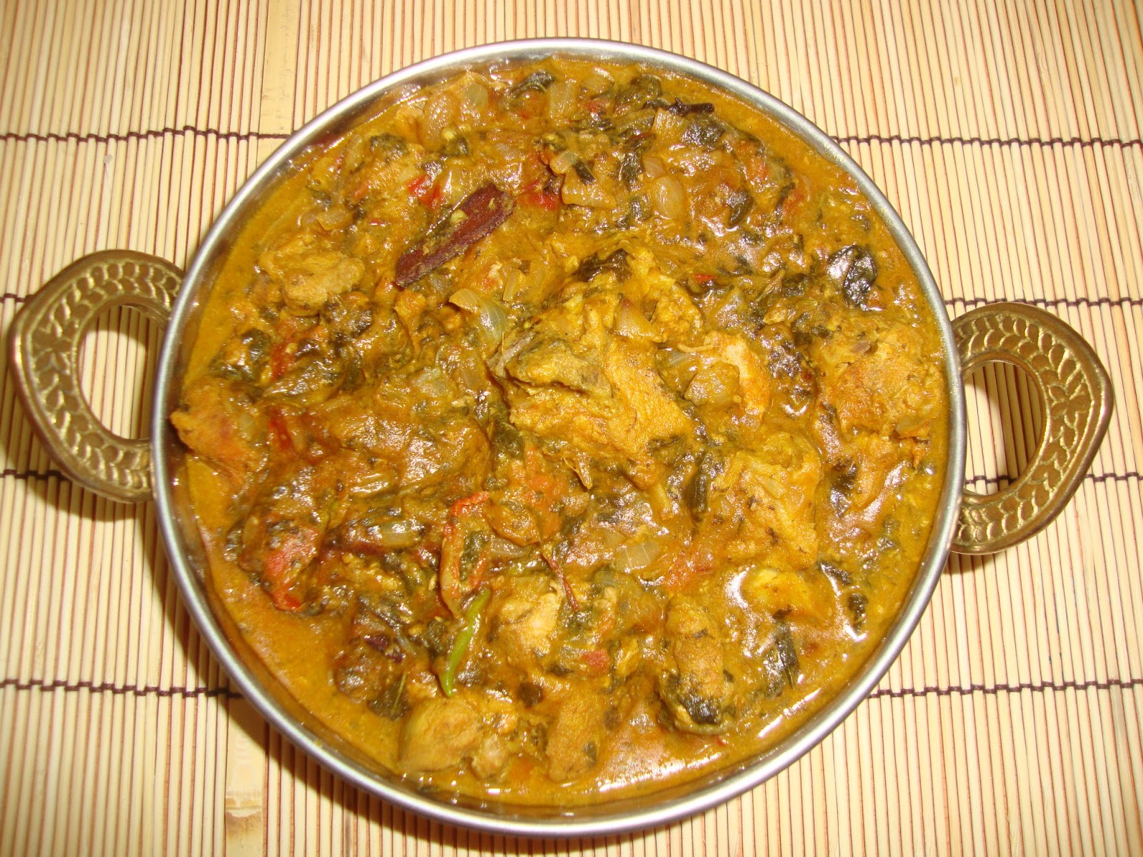 Poornima's Cook Book: Gongura Mutton / Chicken With Red Sorrel Leaves