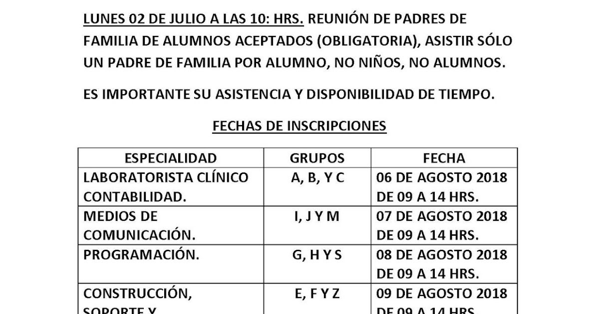 CETis 43 : INFORMACIÓN IMPORTANTE