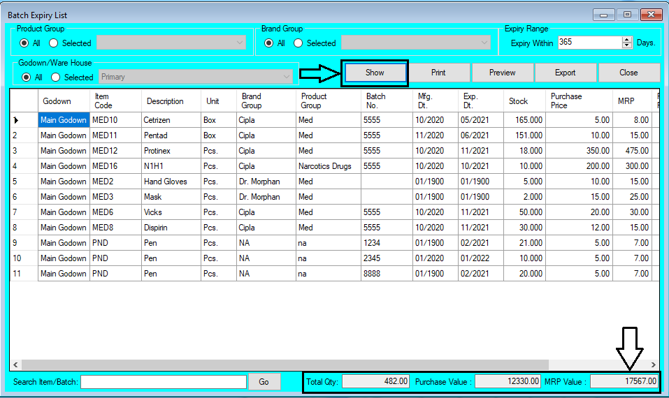 Batch Expiry List Help Guide