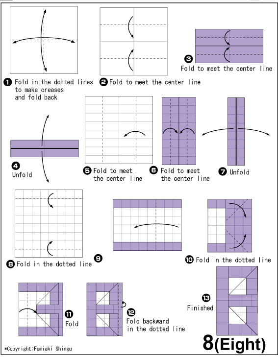 Number 8（Eight） - Easy Origami instructions For Kids