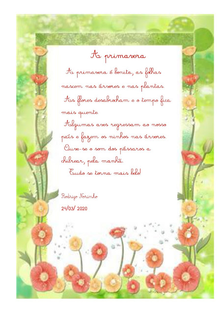 Aventuras de Palmo e Meio: Texto livre sobre a primavera – 2º ano