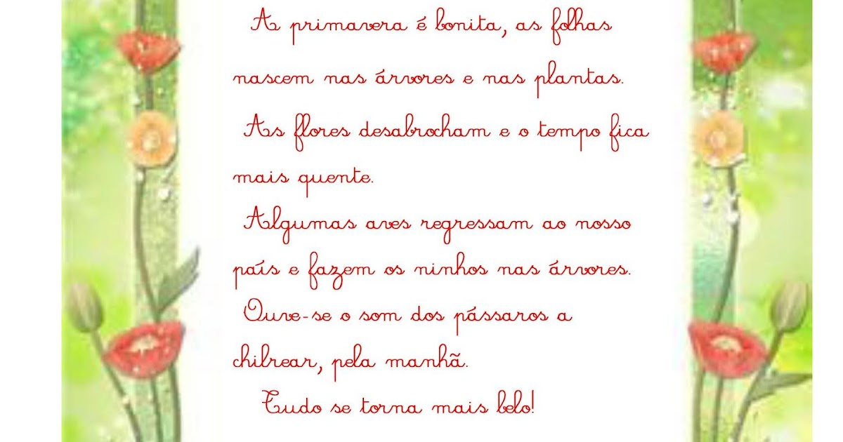 Aventuras de Palmo e Meio: Texto livre sobre a primavera – 2º ano