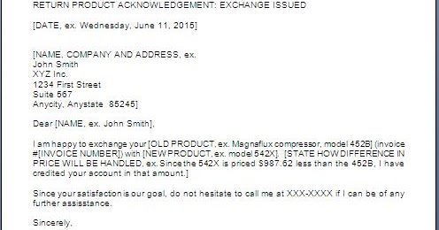 Replacement Letter For Product