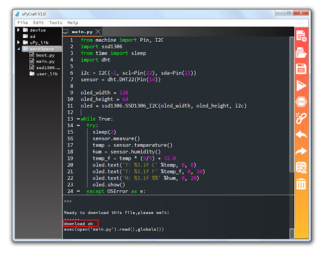 สอน MicroPython ESP32: MicroPython: แสดงอุณหภูมิจาก DHT22 ที่จอ OLED ... สอน MicroPython ESP32: MicroPython: แสดงอุณหภูมิจาก DHT22 ที่จอ OLED ...