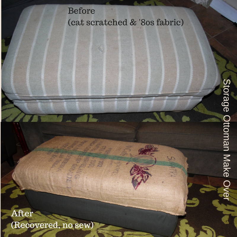 Wildly Domesticated: No-Sew Ottoman Make-over