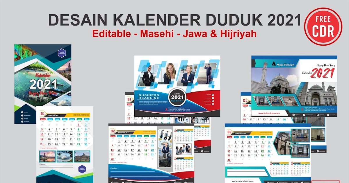 3 Desain Kalender Duduk 2021 dengan CorelDraw (Free CDR) - TUTORiduan.com