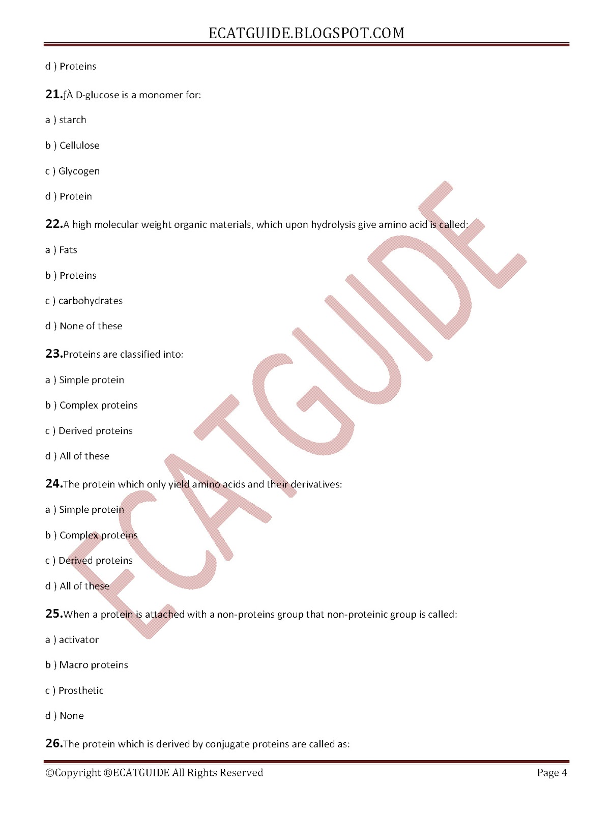 ECAT SAMPLE PAPER ~ ECAT GUIDE