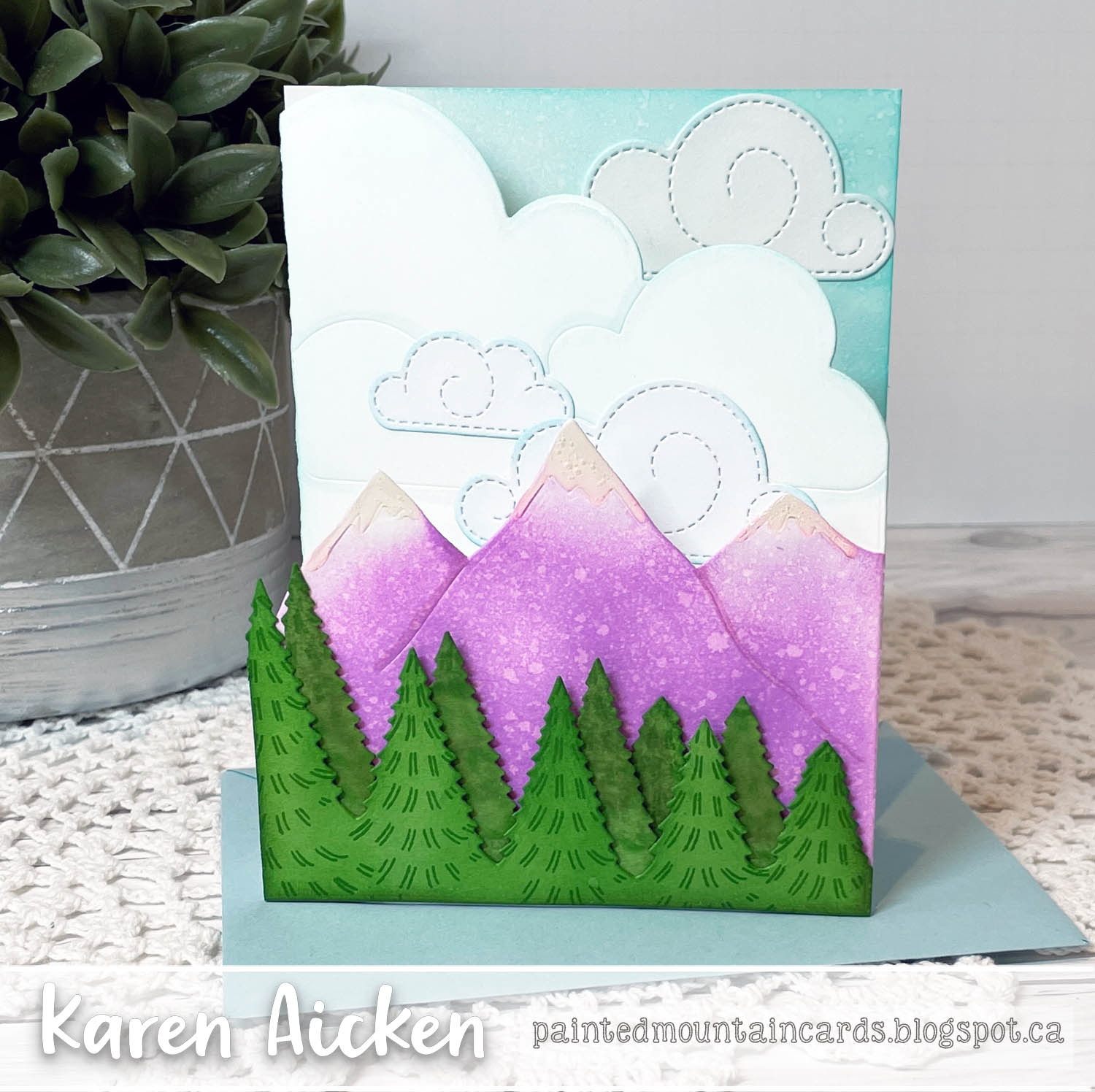 Painted Mountain Cards: Mountain Trifold Card