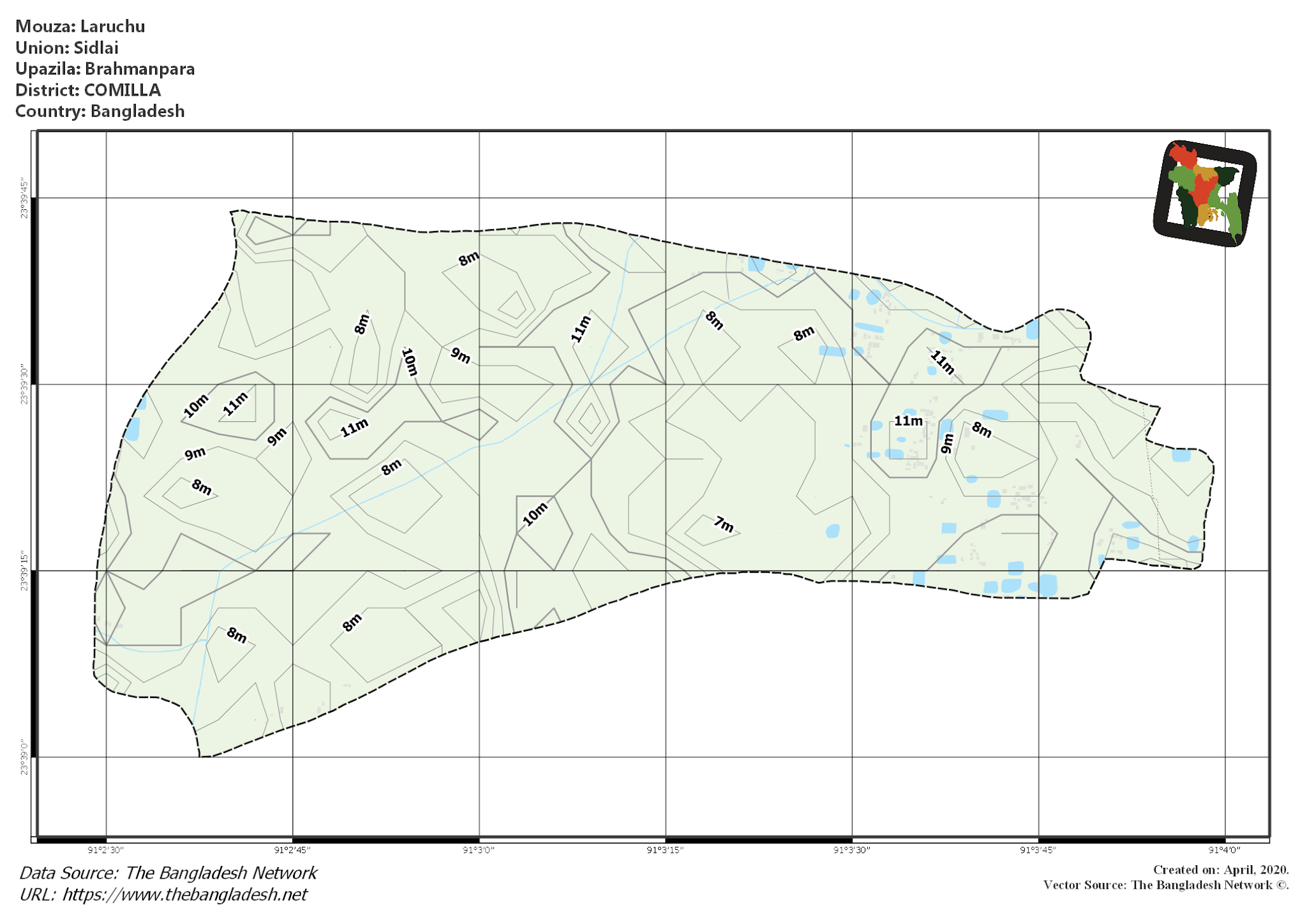 Map of Laruchu Mouza, Brahmanpara, Comilla