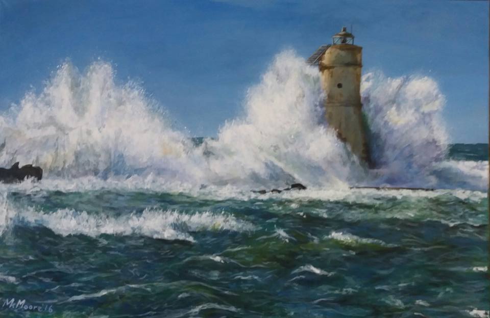 Mark Moore Art: Rough Sea At Lighthouse