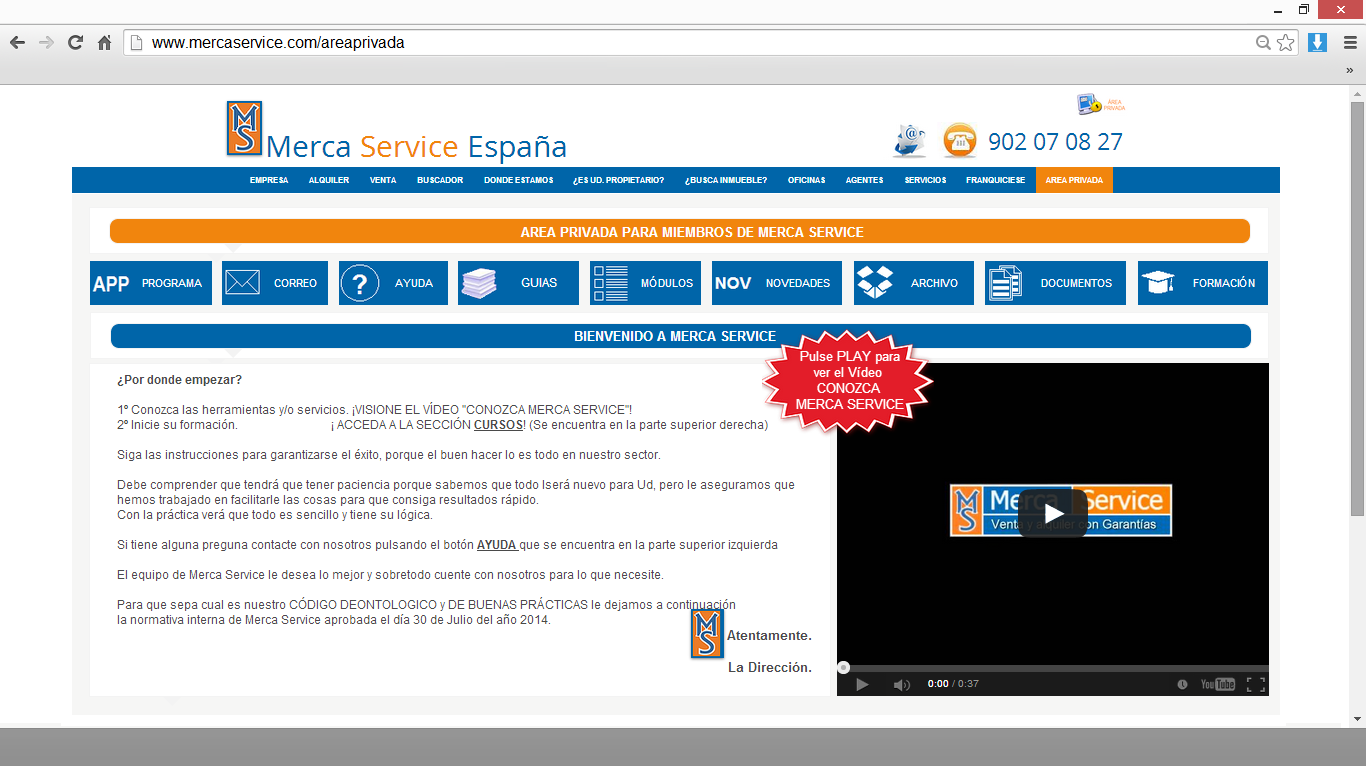 NOVEDADES: Nueva ÁREA PRIVADA para los usuarios de Merca Service.