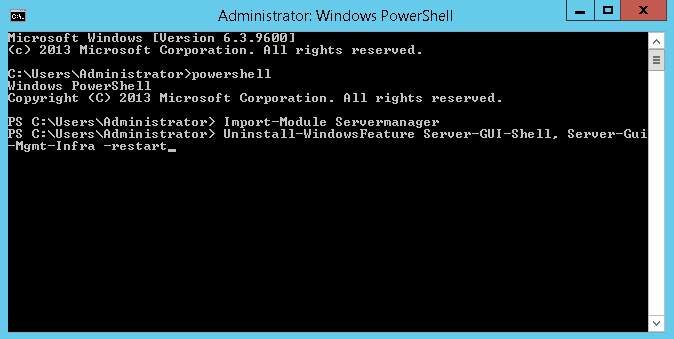 How To Switch Gui To Core And Core To Gui In Windows 2012r2 Powershell