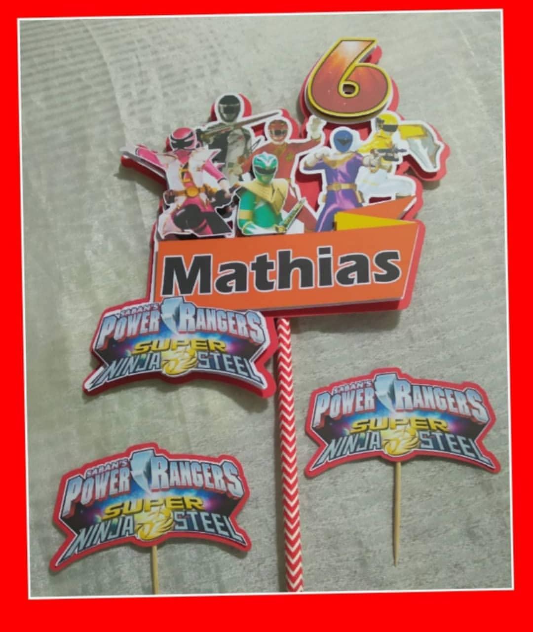 Topper 3D Power Rangers Mathías 6 - Mis Toppers Tus Toppers