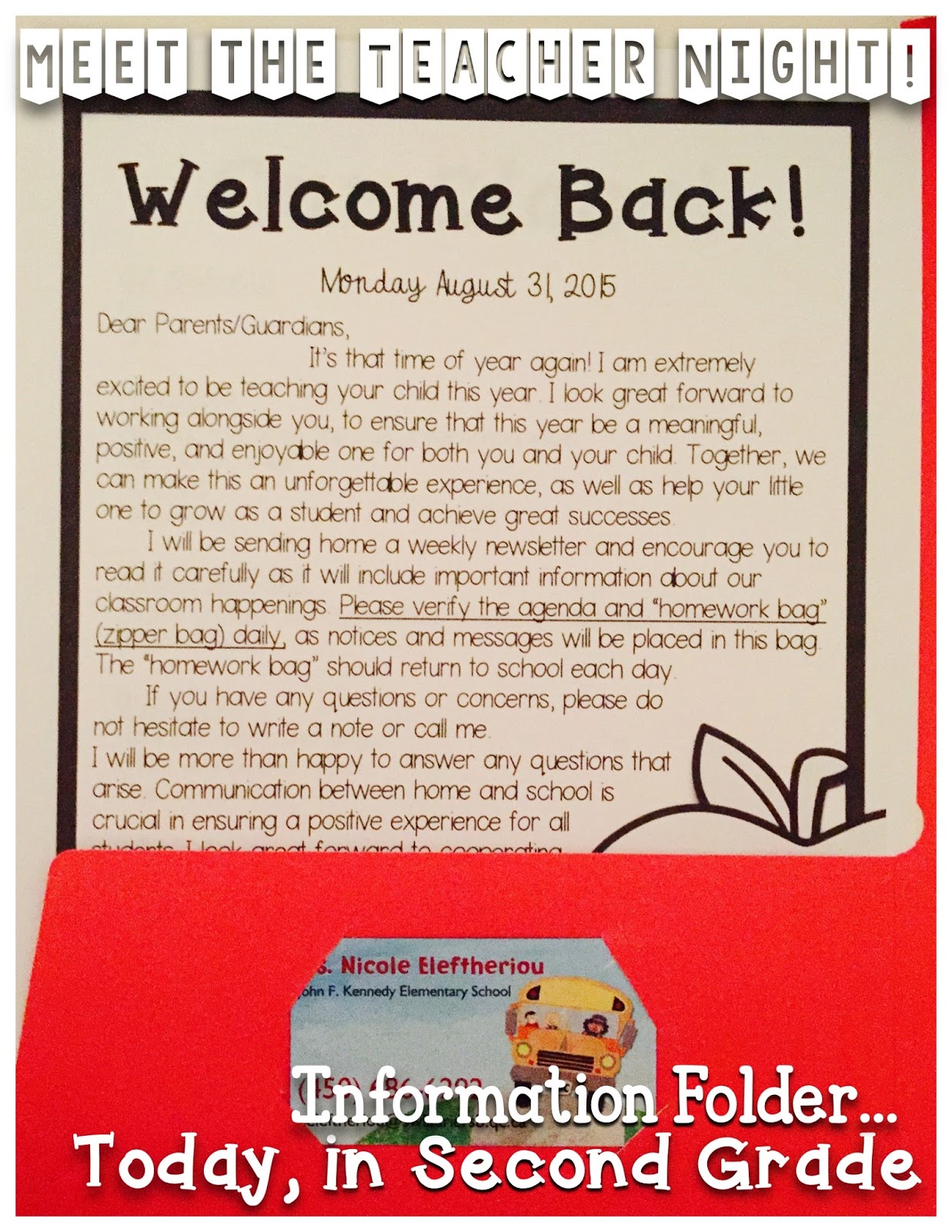 Meet the Teacher Night - Today in Second Grade