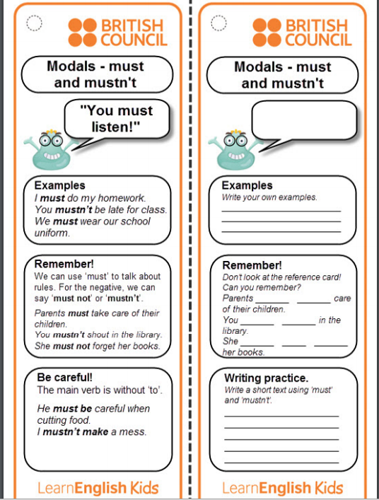 Branly English: Must : recap et exercices 6eme