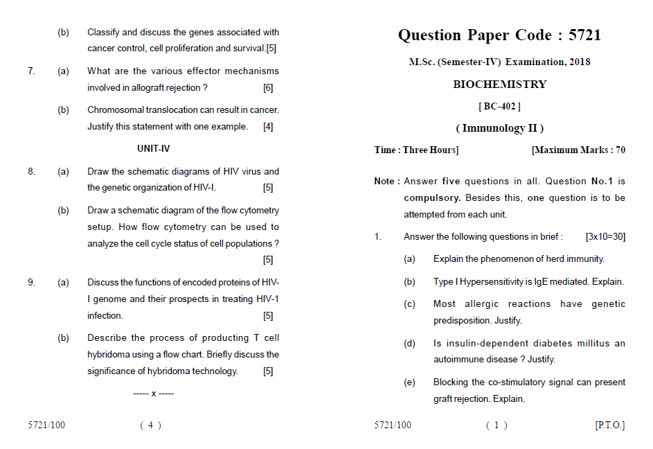 Lucknow University M.Sc. (Semester - IV) BIOCHEMISTRY [BC-402 ...