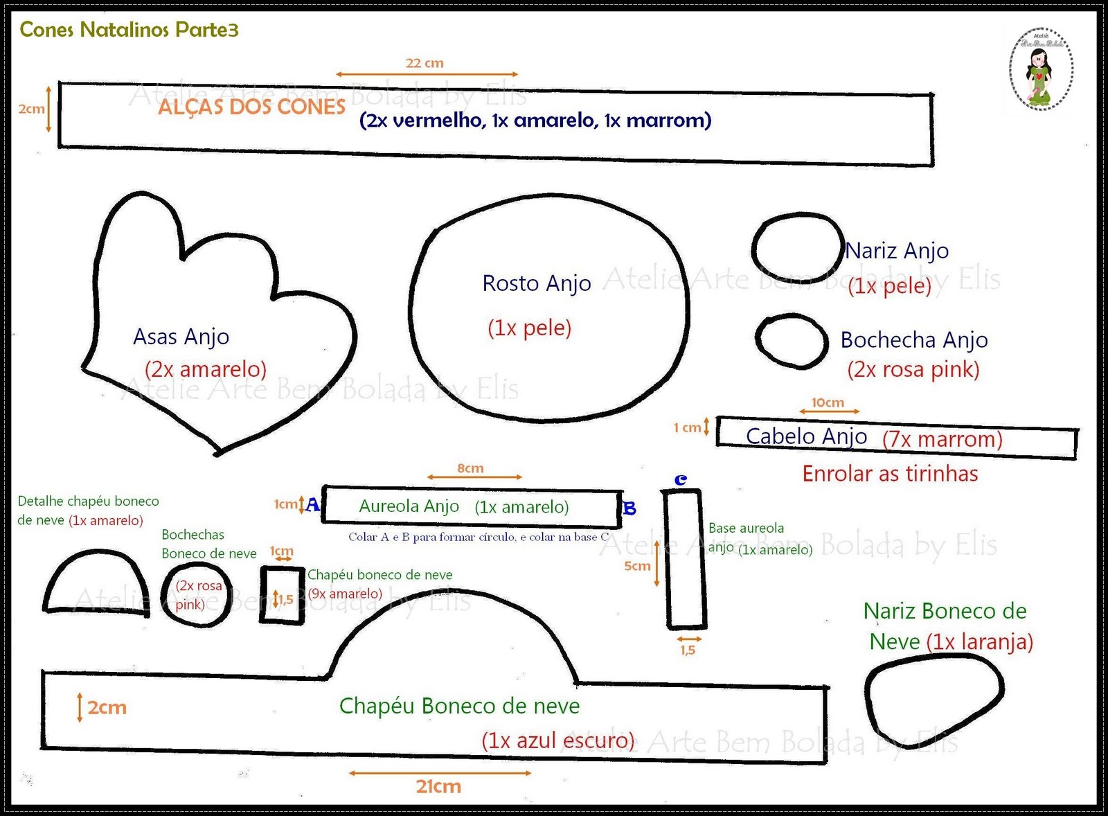Lembrancinha - Cones de eva com moldes | Pra Gente Miúda