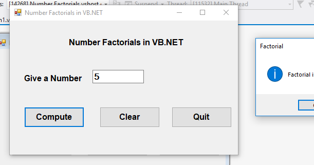 Free Programming Source Codes and Computer Programming Tutorials: Number Factorial in VB.NET