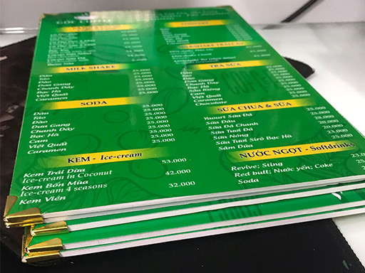 In menu bồi formex A4