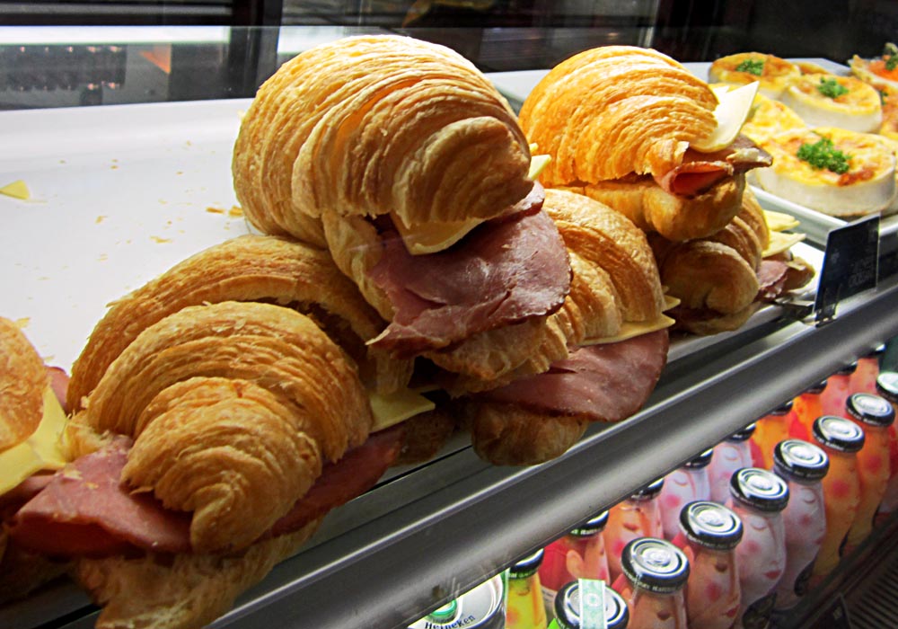 Stock Pictures: Pastries Croissants and cheesecake