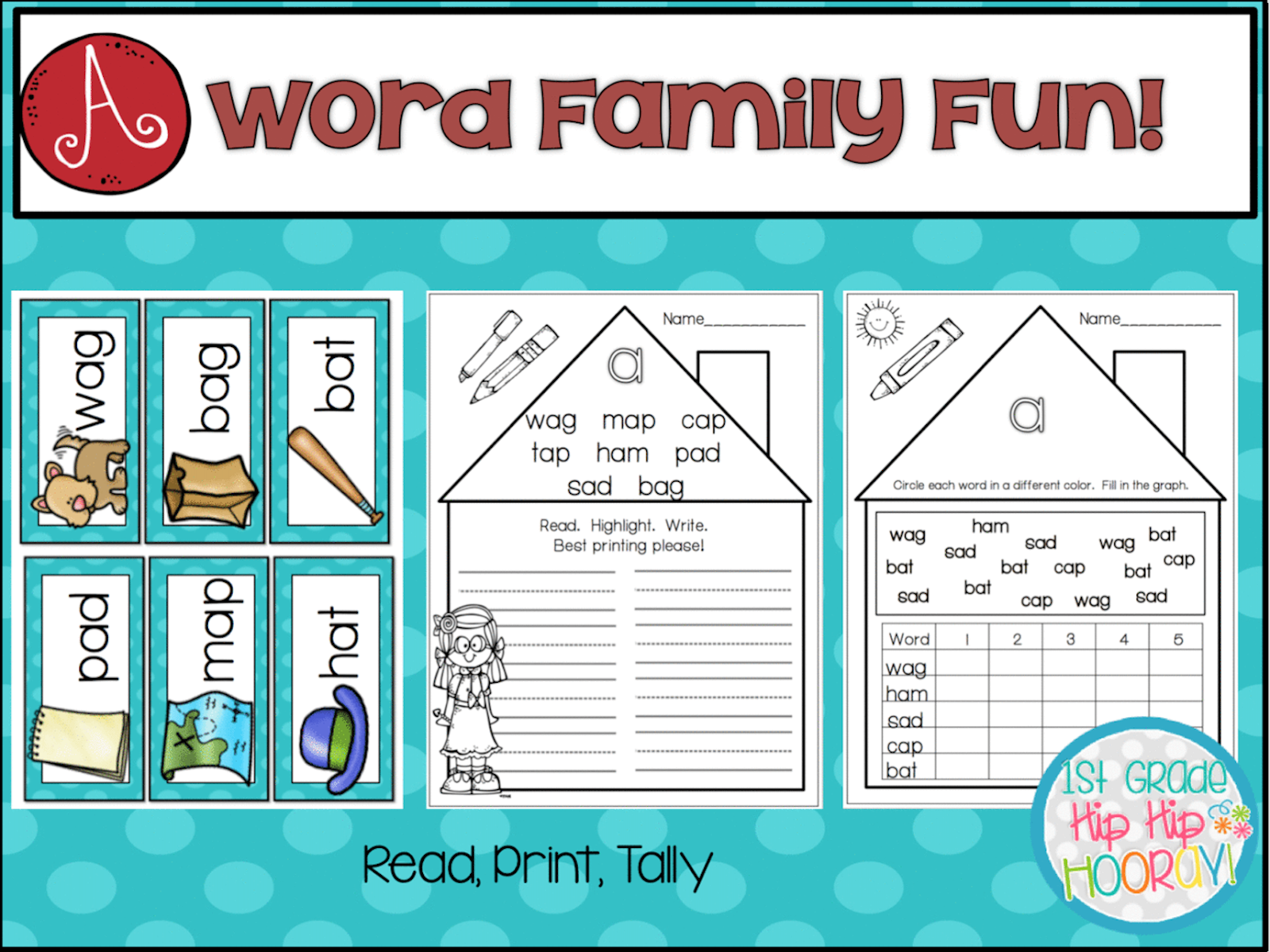 1st Grade Hip Hip Hooray!: Word Family Practice