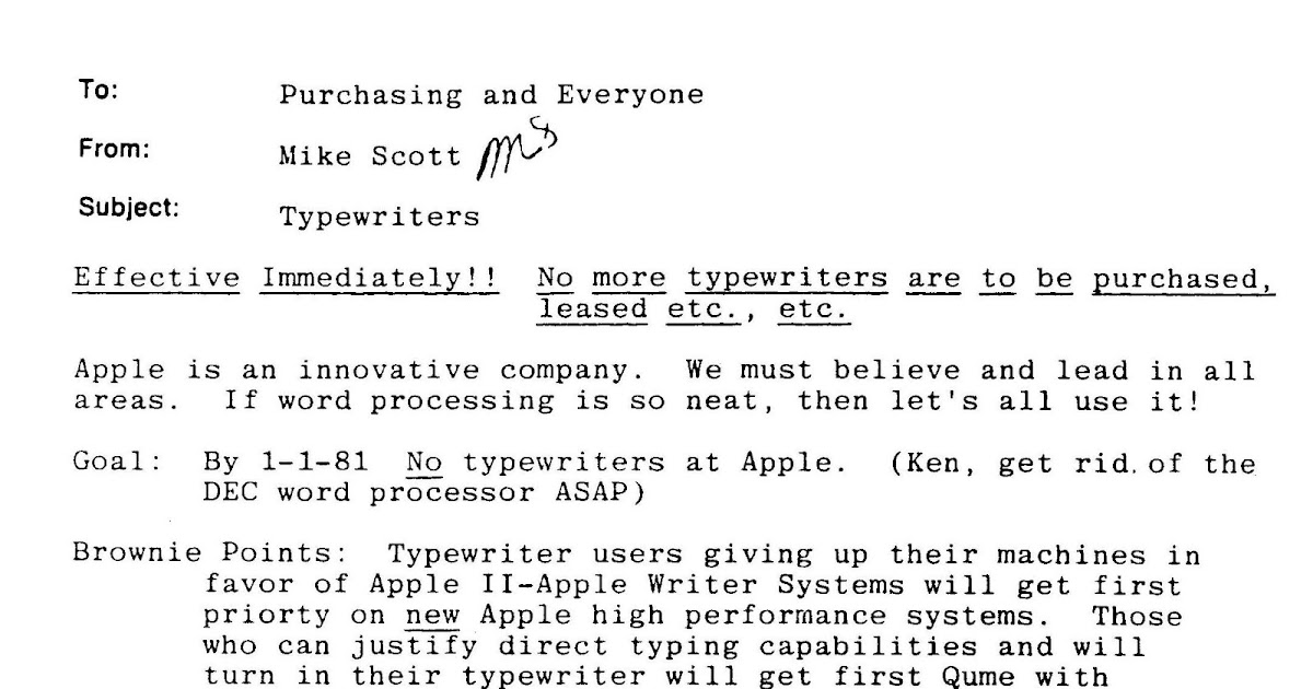 The Typewriter Revolution blog: The infamous Apple typewriter memo is ...
